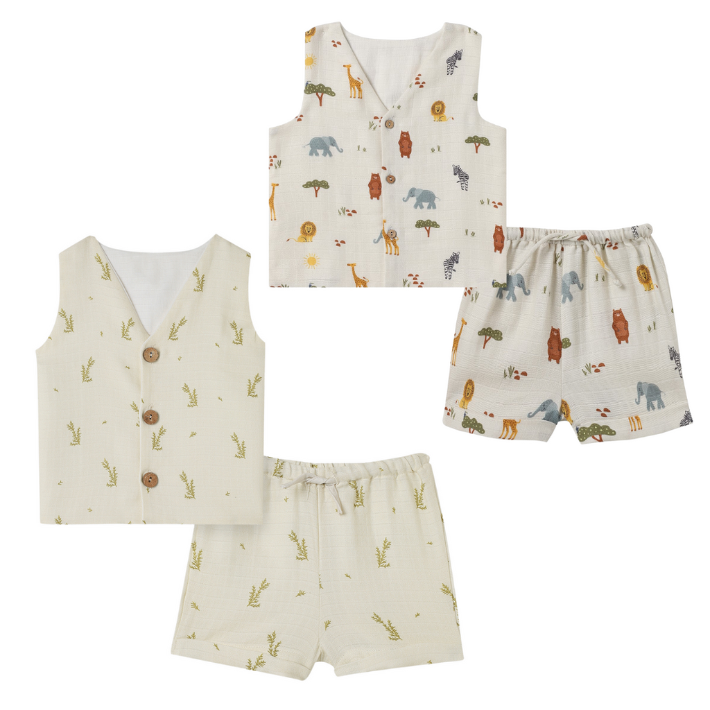 Organic Muslin Vest & Shorts Set (Set of 2)