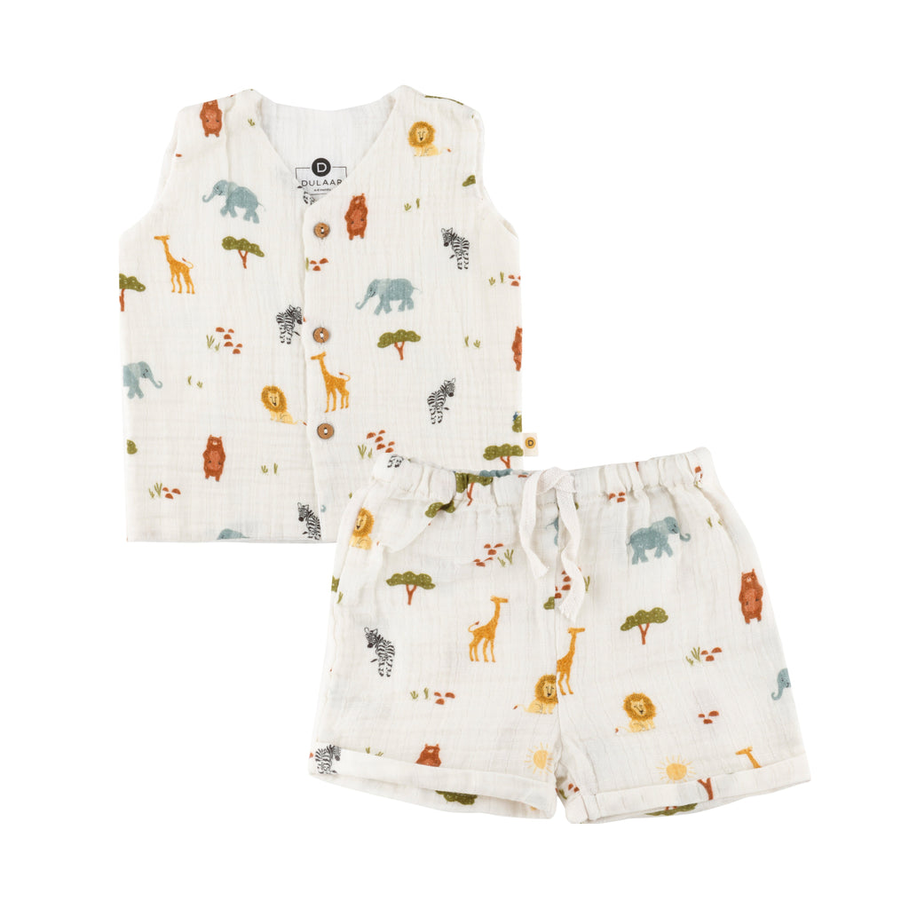 Organic Muslin Vest & Shorts Set